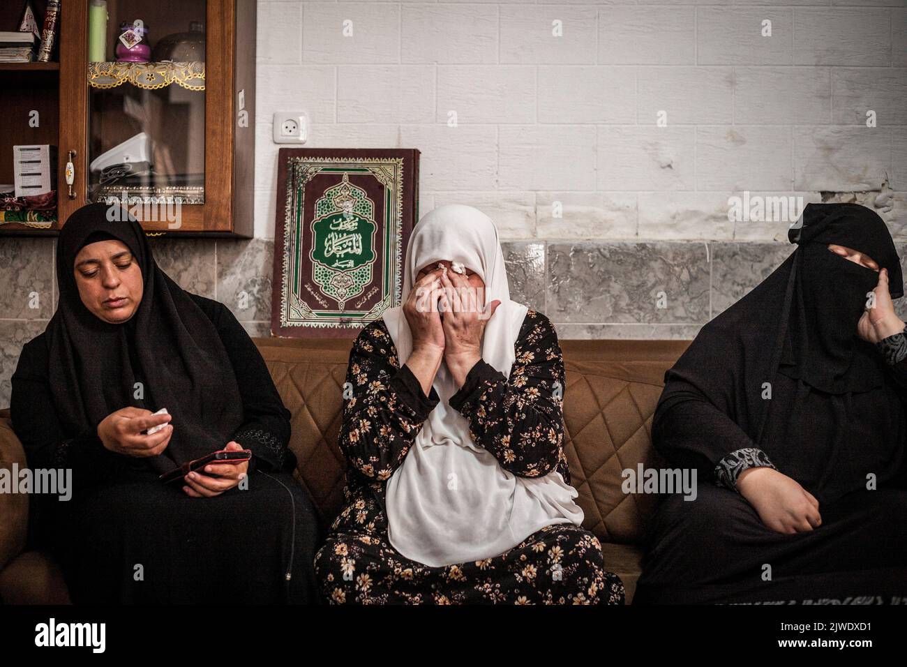Umm Al Fahm, Israel. 05th Sep, 2022. Relatives mourn during the funeral ...