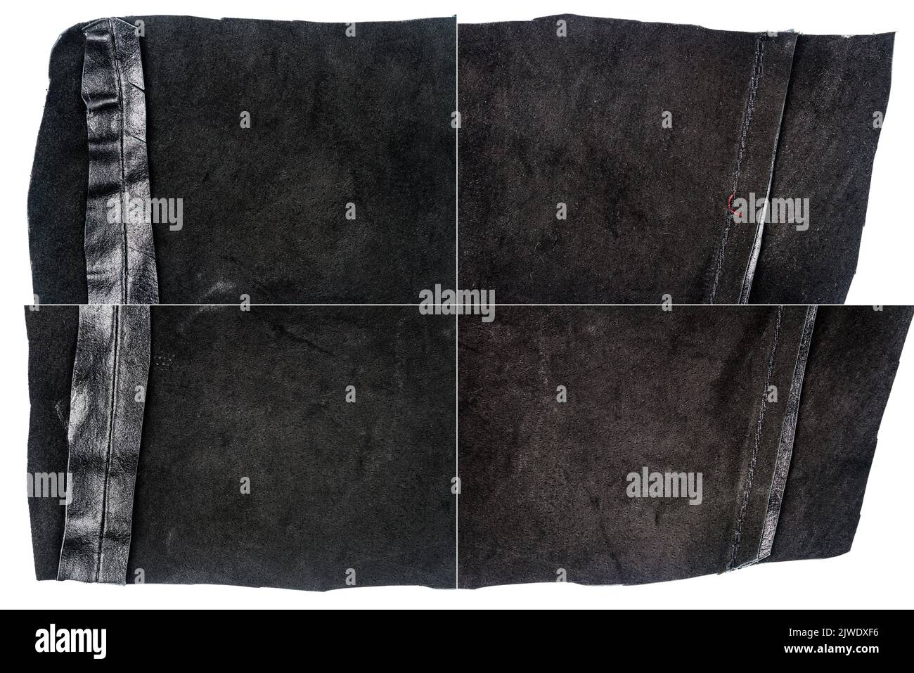 Collection of black leather textures isolated on white background ...
