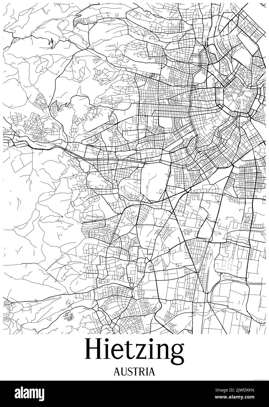 Black and white urban map of hietzing Stock Photo - Alamy