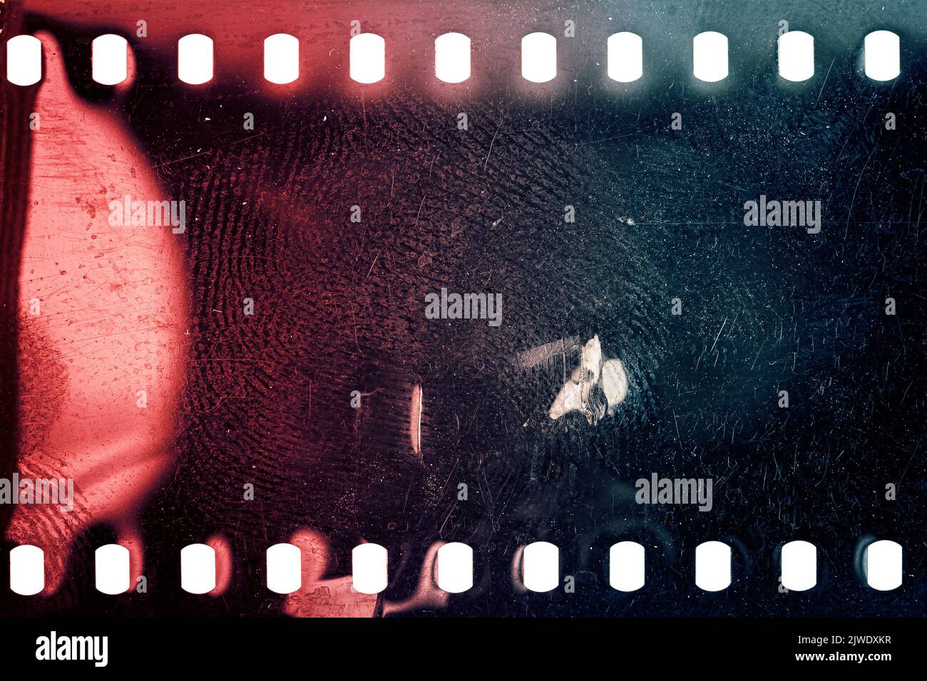 Dusty and grungy 35mm film texture or surface. Perforated scratched ...