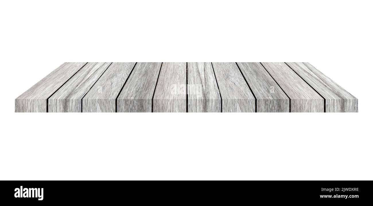 Wooden shelf on isolated white background with space Stock Photo - Alamy