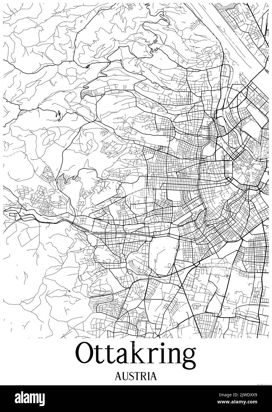 Black and white urban map of ottakring Stock Photo - Alamy