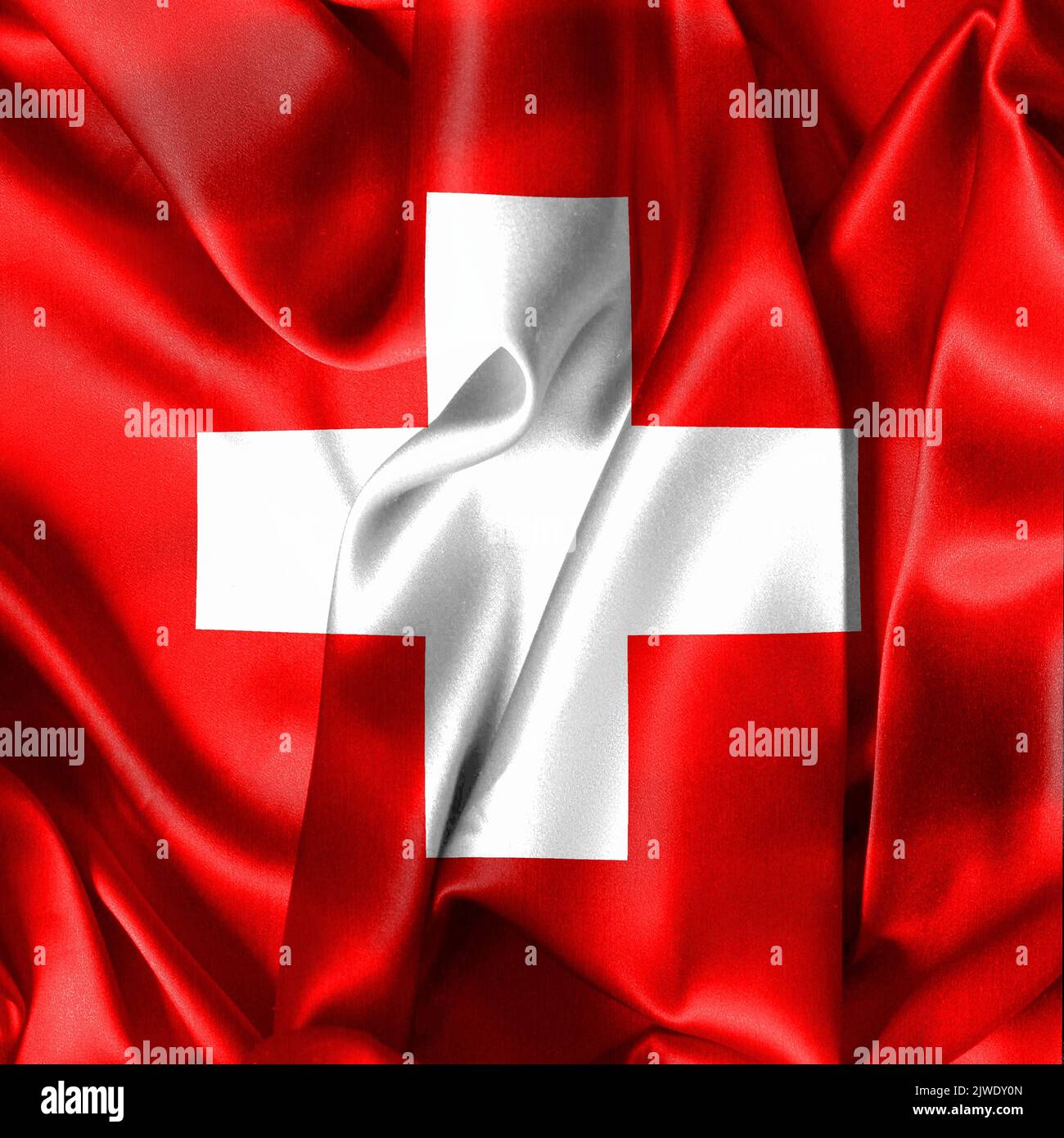 The flag of Switzerland with realistic waving fabric effect Stock Photo ...