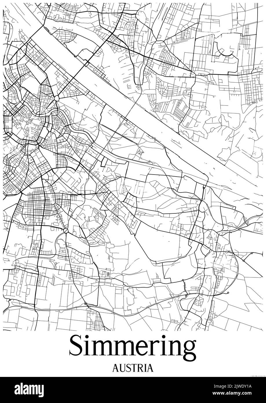 Black and white urban map of simmering Stock Photo - Alamy