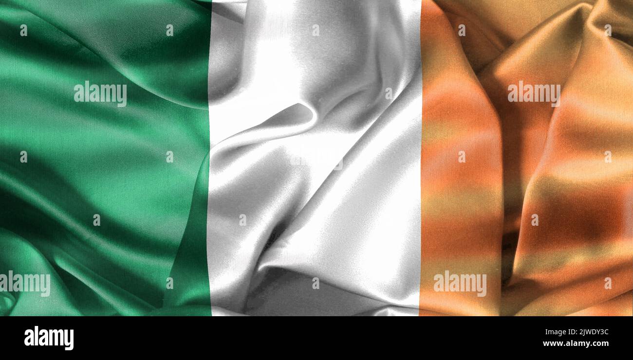 The flag of Ireland with realistic waving fabric effect Stock Photo - Alamy