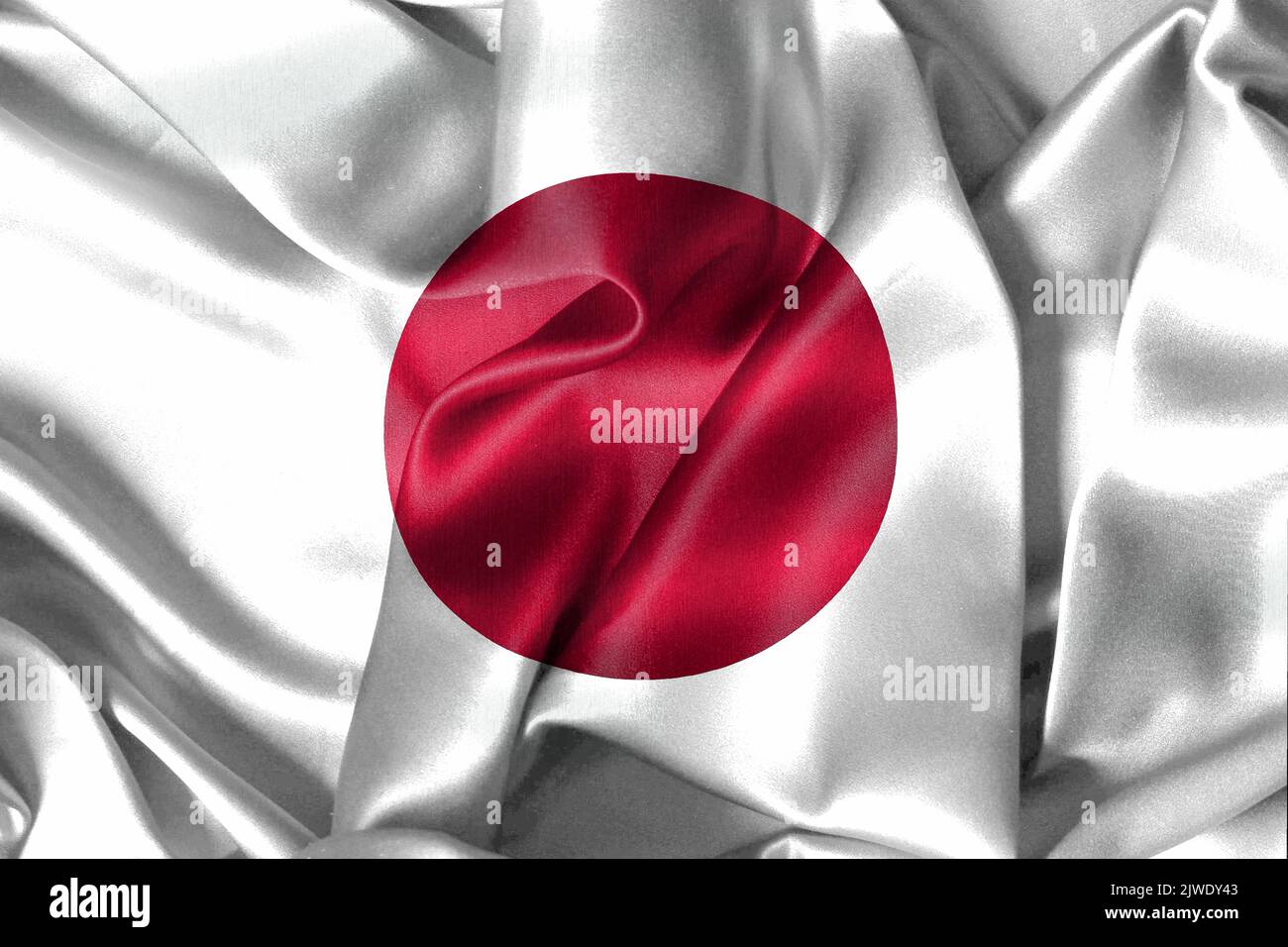 The flag of Japan with realistic waving fabric effect Stock Photo - Alamy
