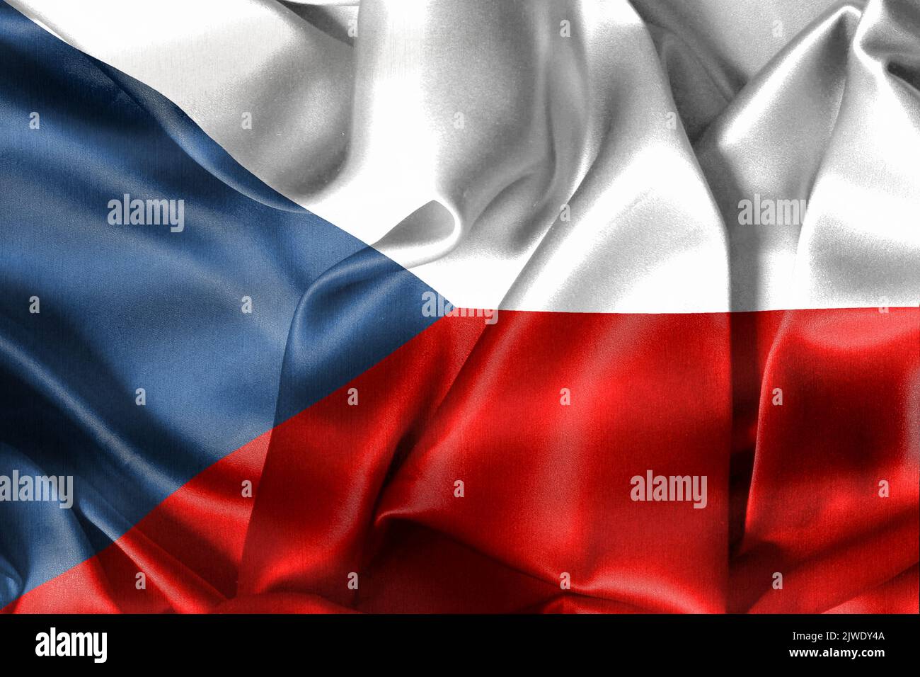 The flag of Czechia with realistic waving fabric effect Stock Photo - Alamy