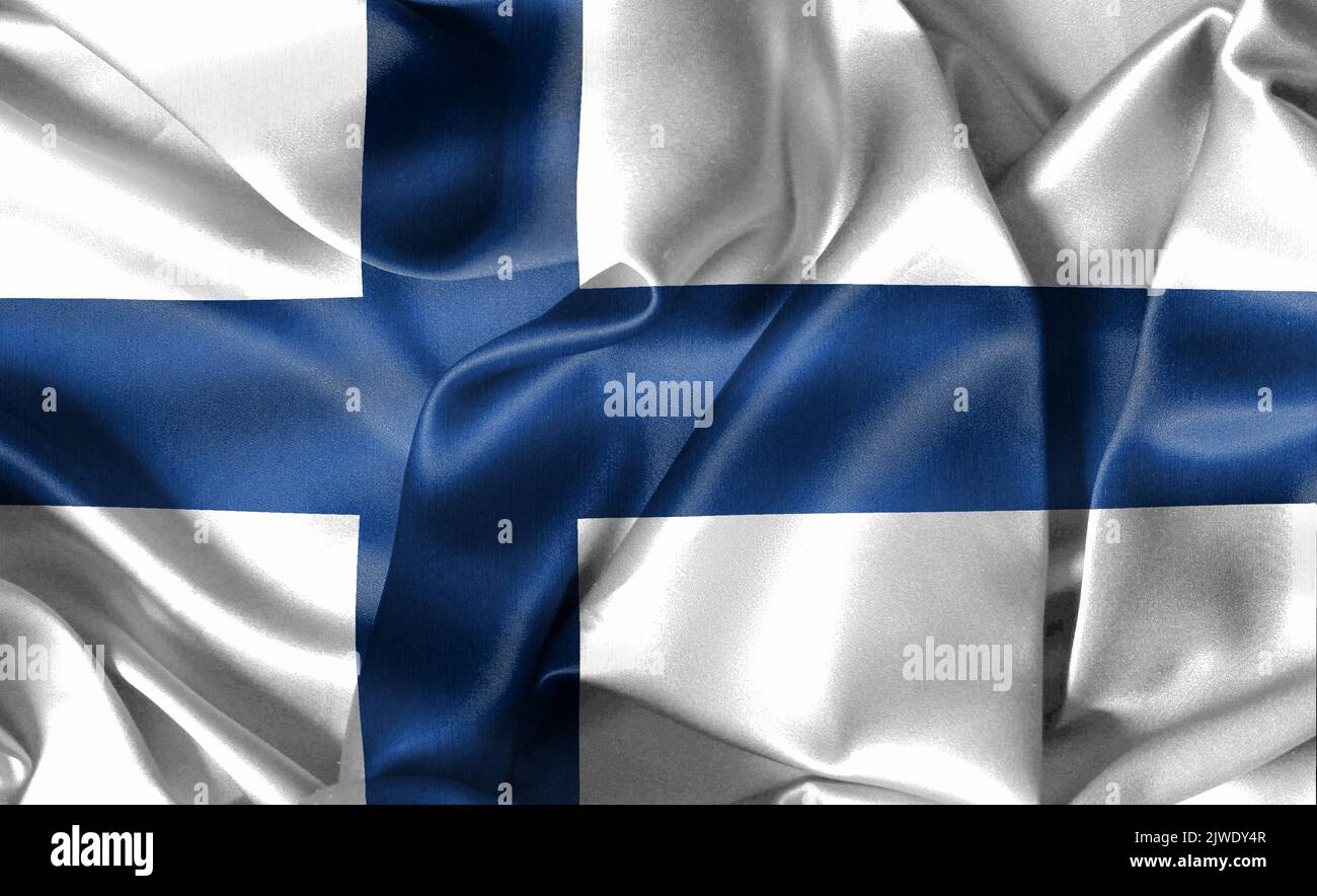 The flag of Finland with realistic waving fabric effect Stock Photo - Alamy