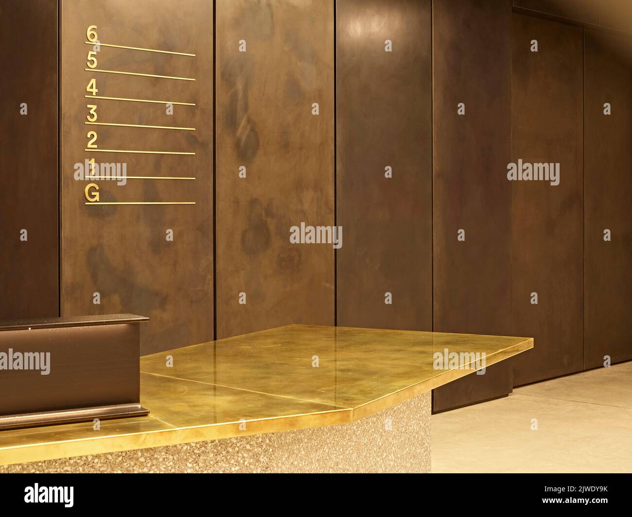 Reception desk detail with directory. 50 Eastbourne Terrace, London ...