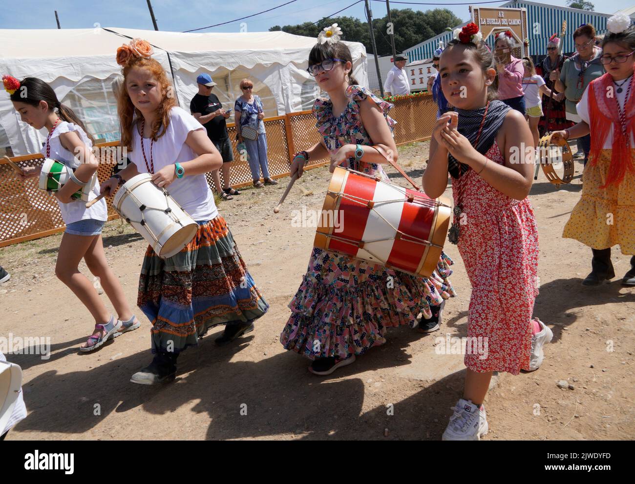 Barcelona, Catalonia, Spain, July 4, 2022: Andalusian kids playing ...
