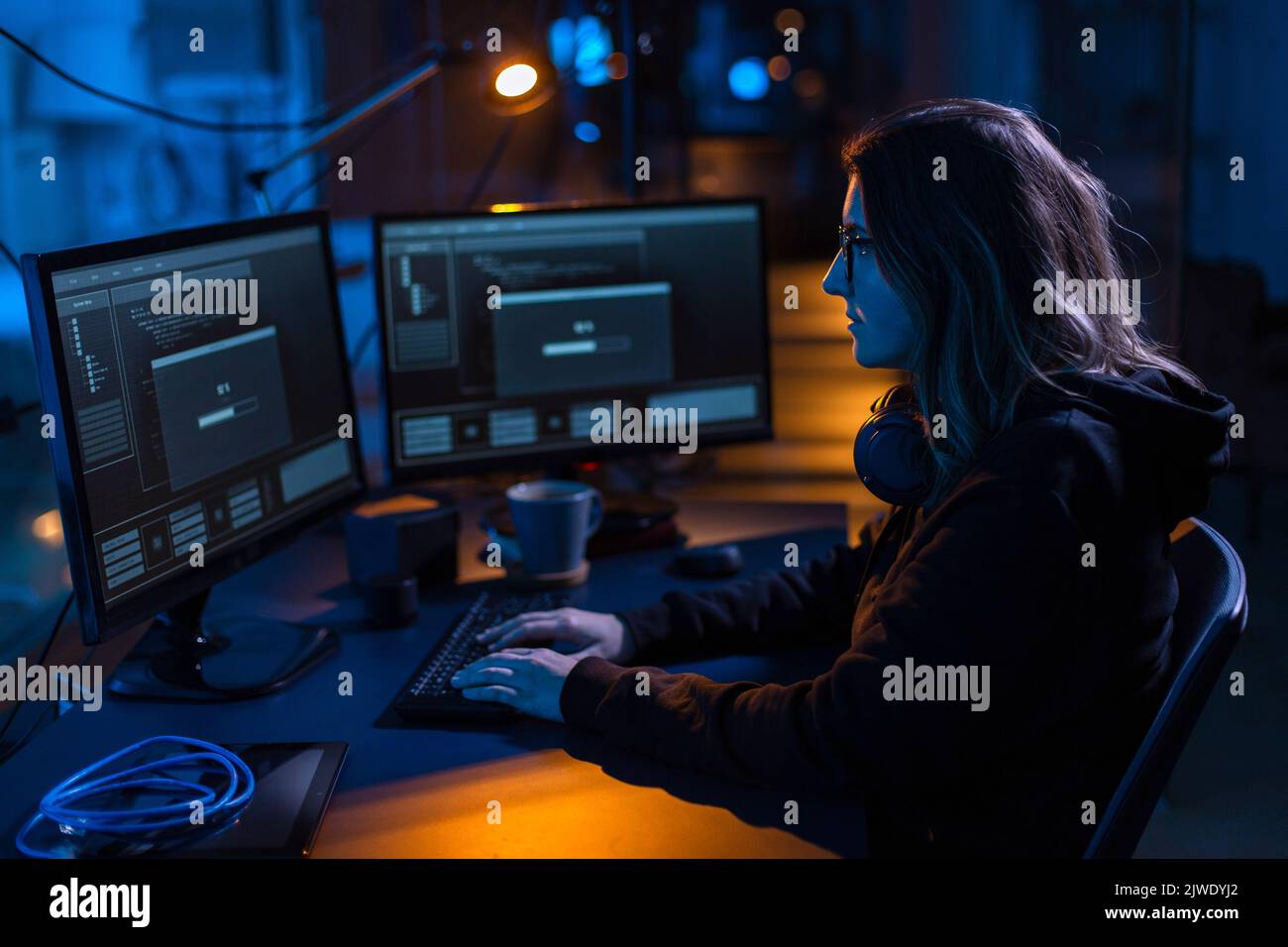 hacker using computer virus for cyber attack Stock Photo - Alamy