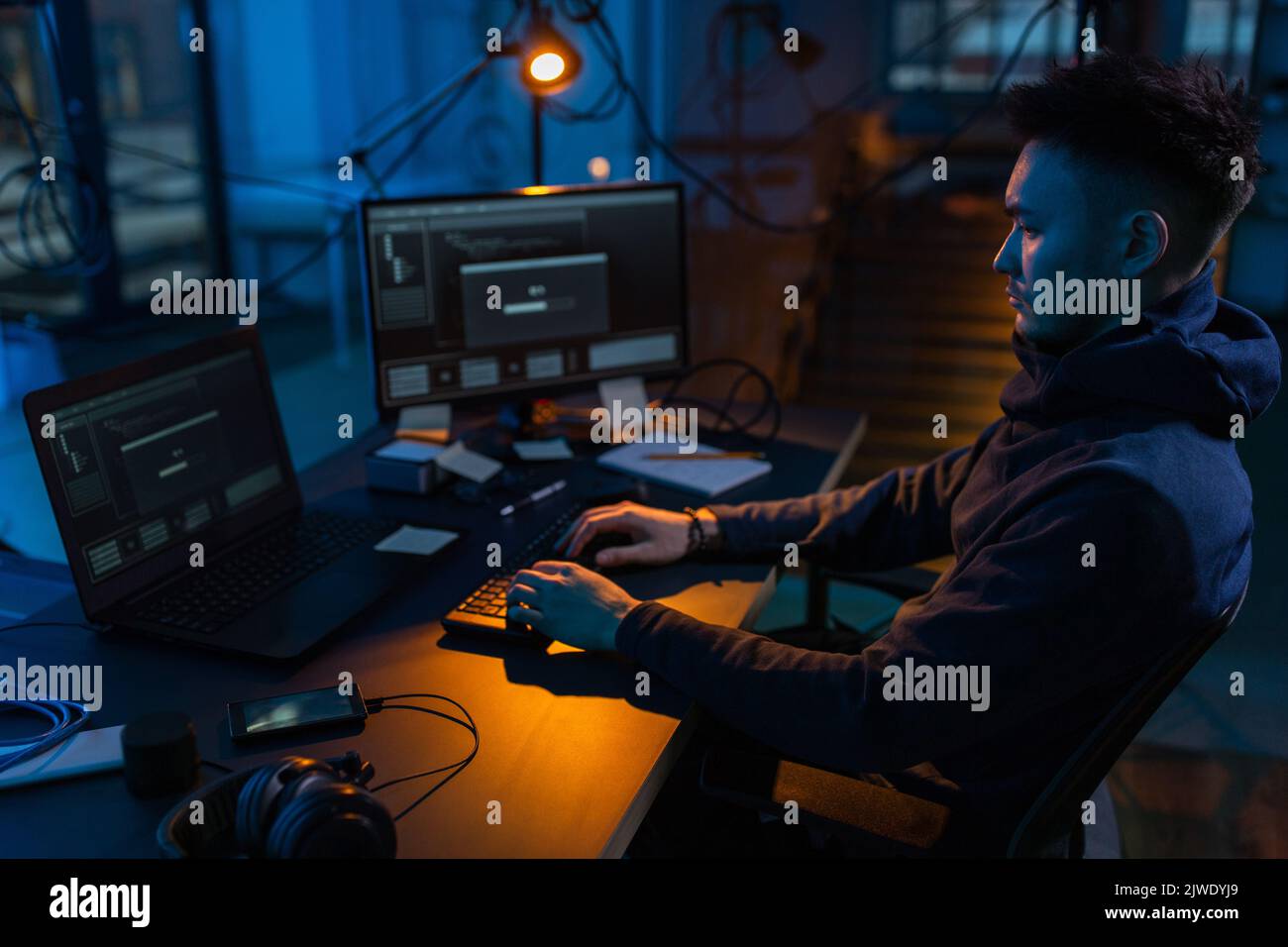 hacker using computer virus for cyber attack Stock Photo - Alamy