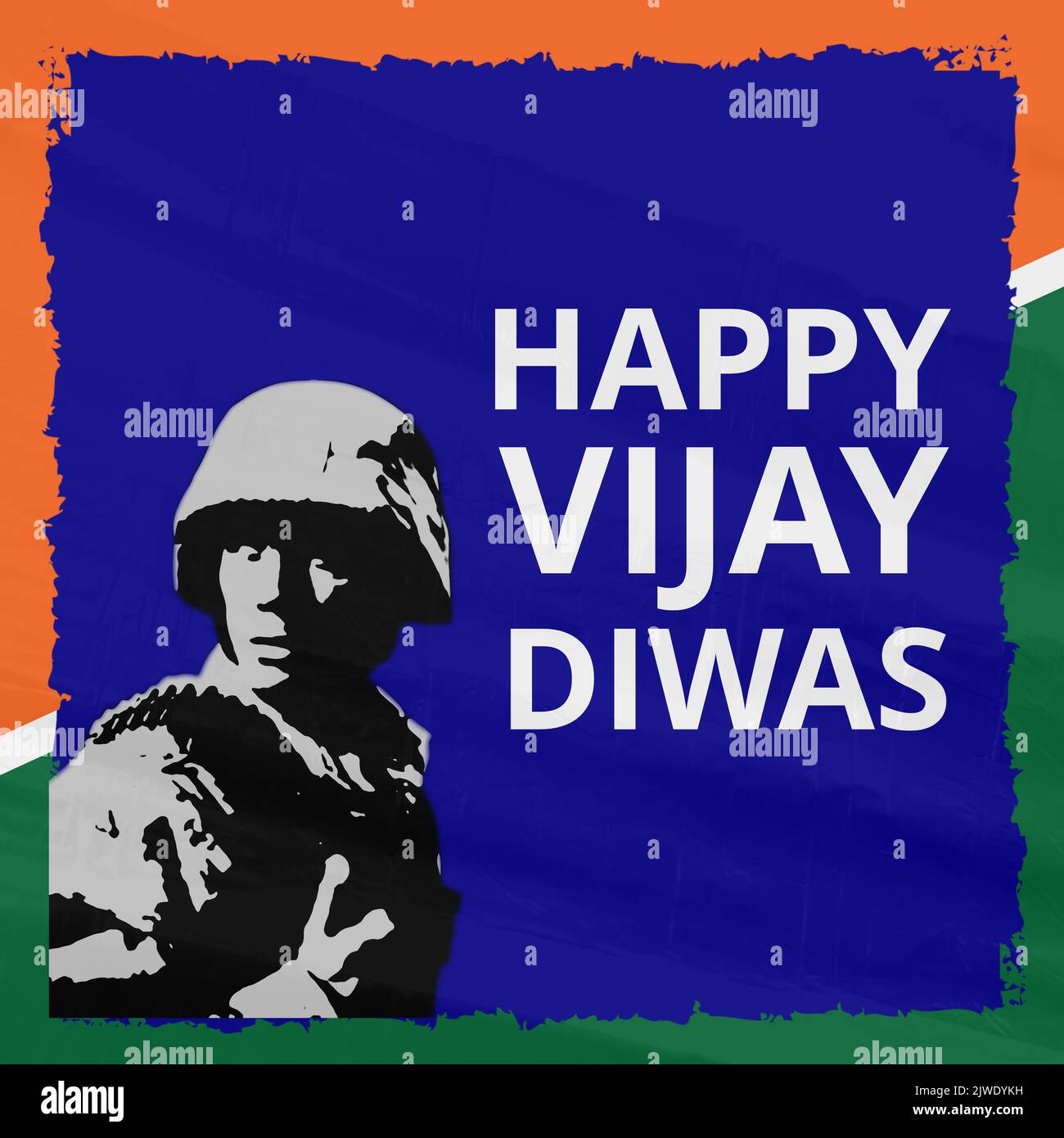 Illustration of happy vijay diwas and army soldier looking away over ...