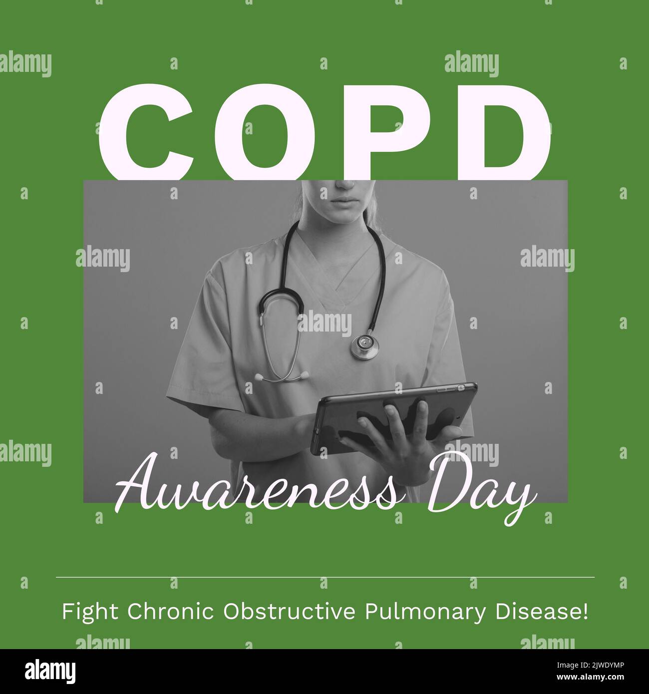 Composite of copd awareness day text and midsection of caucasian female ...