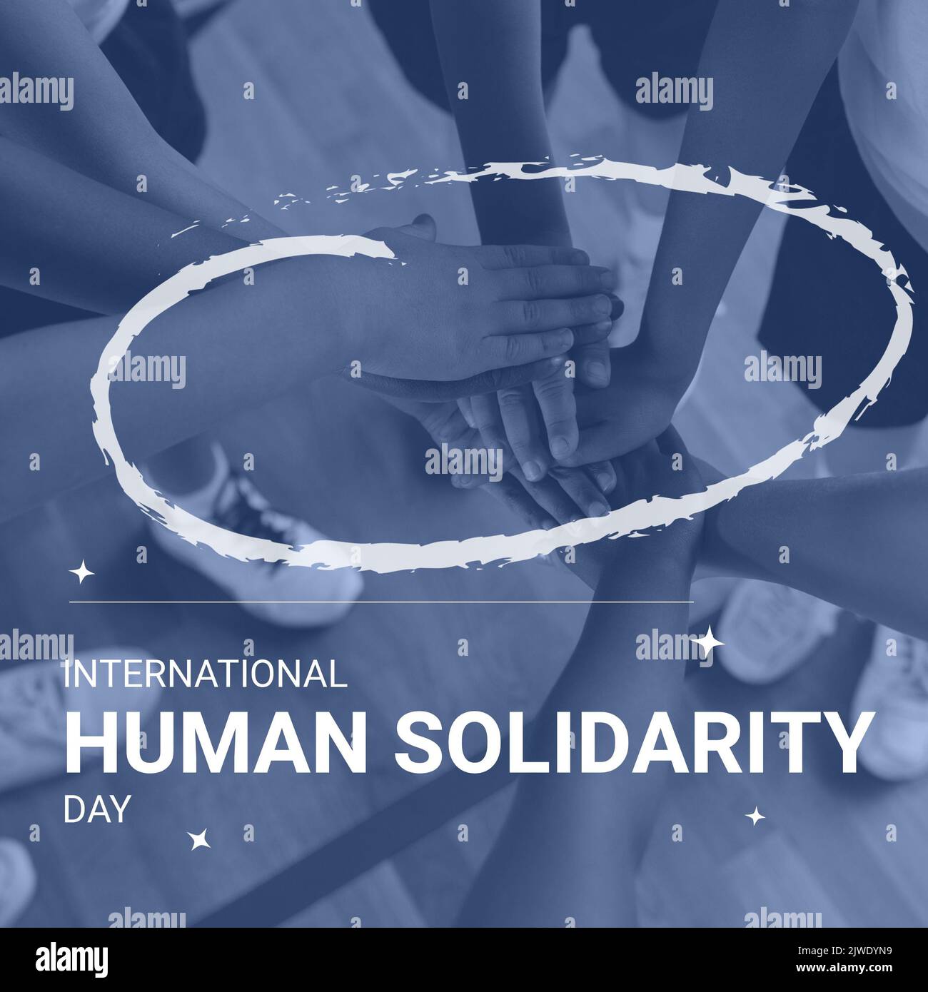 Composite of international human solidarity day text with circle over ...