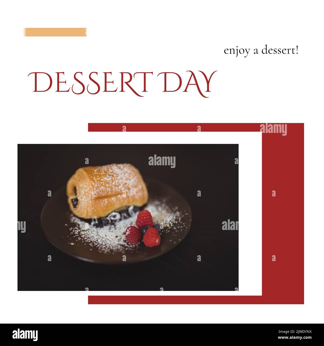 Composite of dessert day with enjoy a dessert text and baked dessert ...