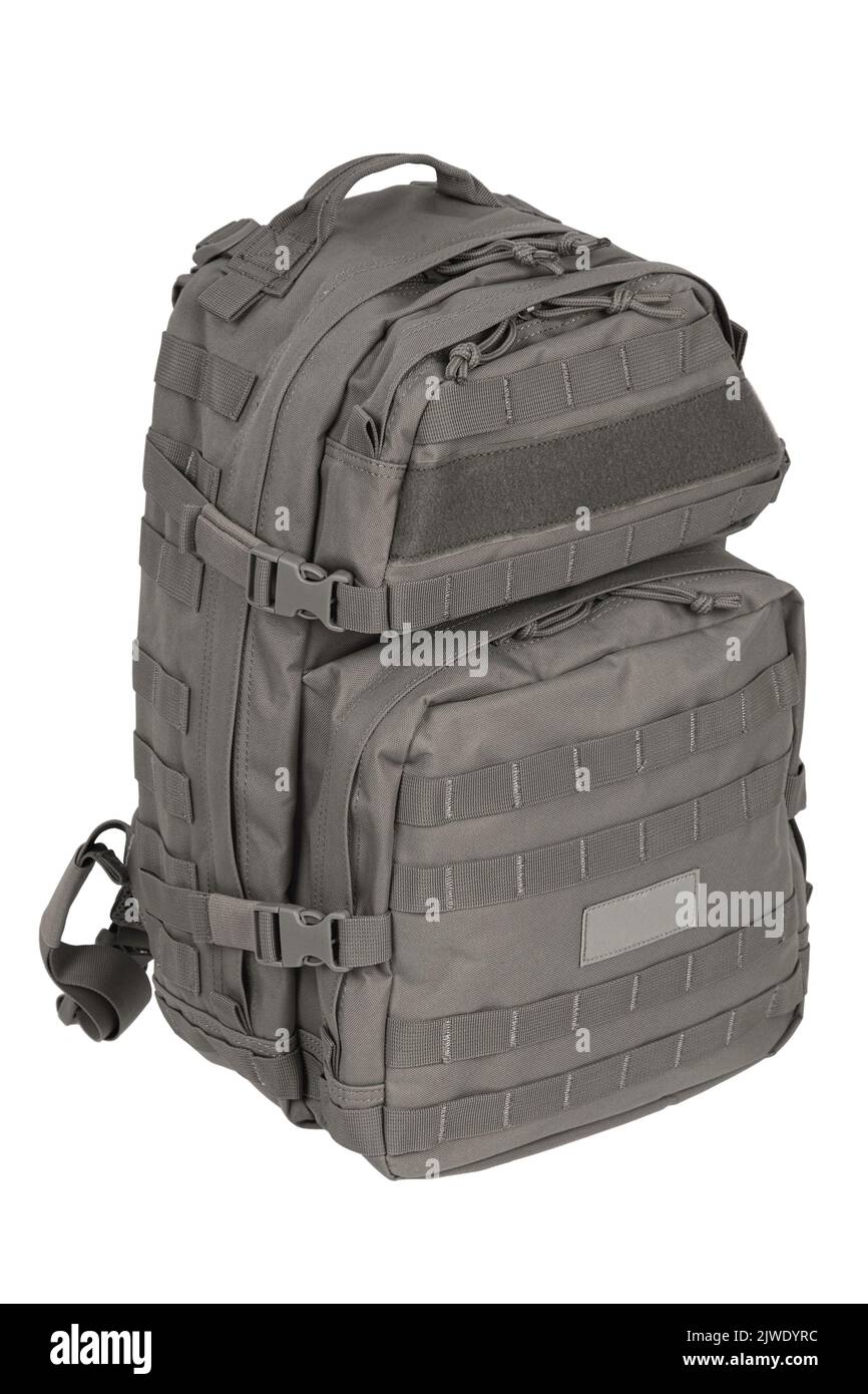 Military tactical backpack. Travel bag. Rucksack isolated on white ...