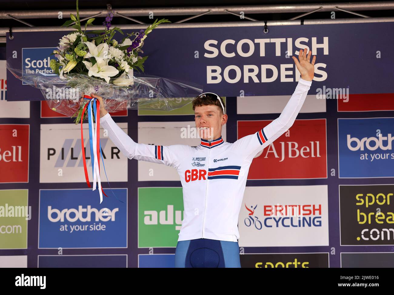 Best British rider Jake Stewart of Team Great Britain on the podium ...