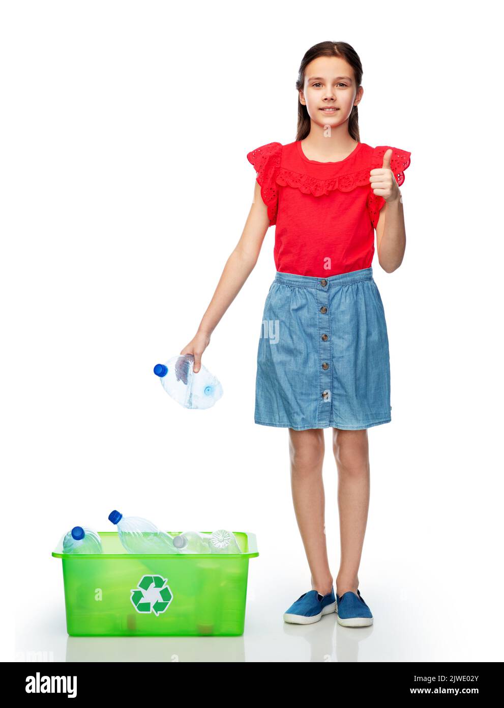 smiling girl sorting plastic waste Stock Photo - Alamy