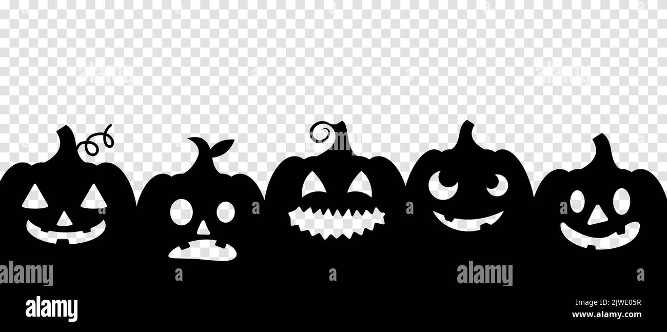 Halloween pumpkins background. Black pumpkins silhouette. Vector ...