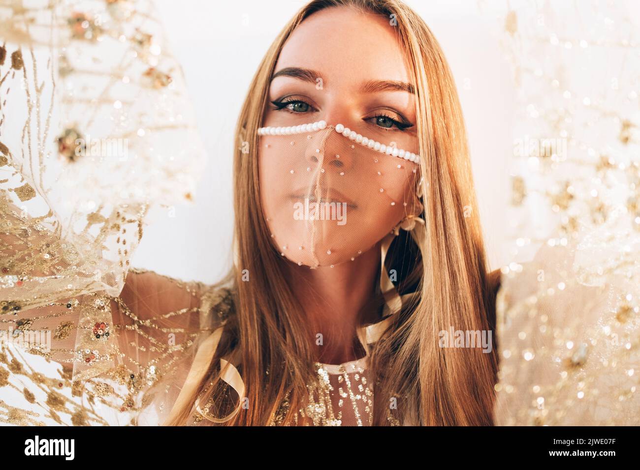 elegant festive look pandemic fashion theme Stock Photo - Alamy