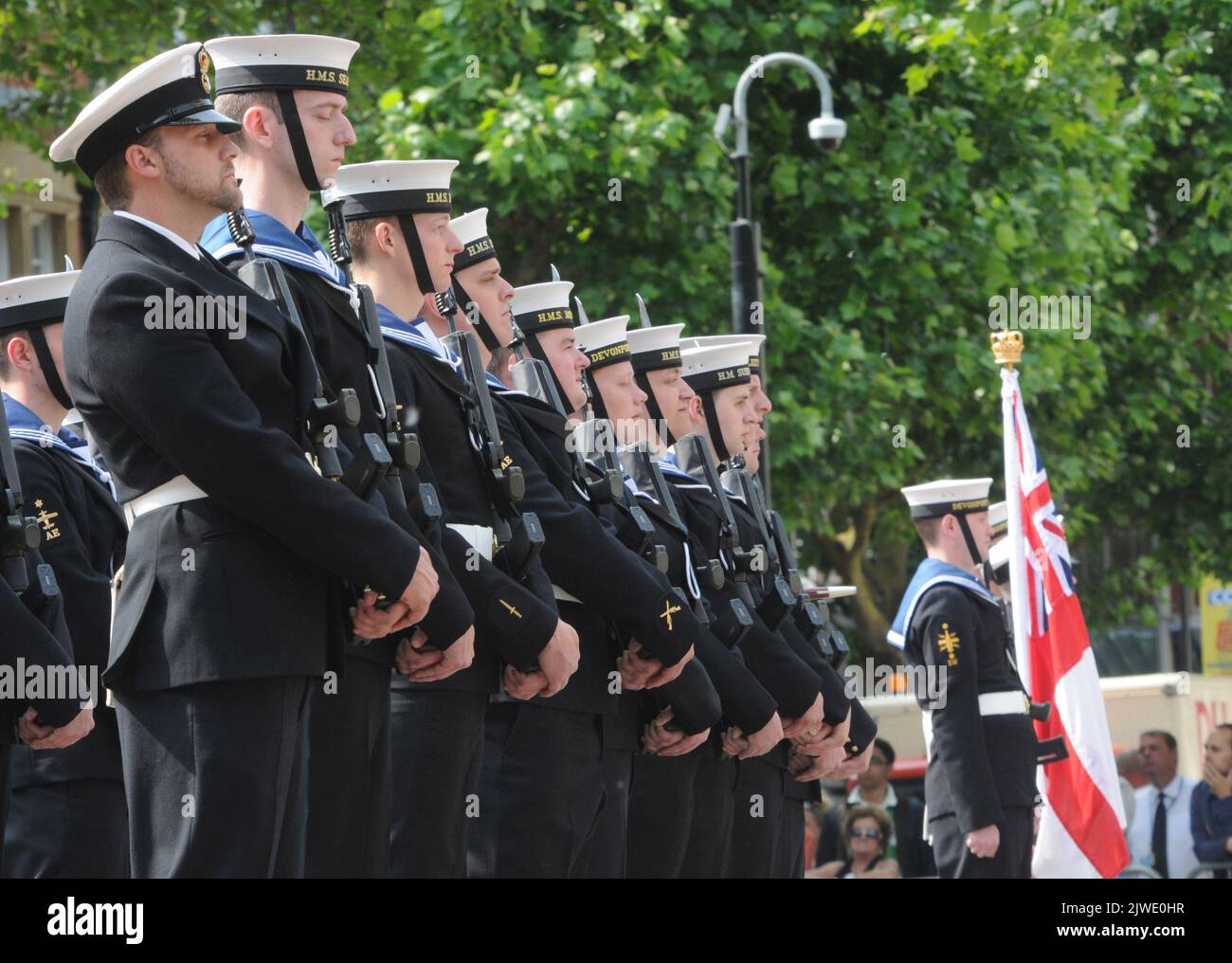 A ROYAL NAVY GUARD OF HONOUR ON PARADE AT THE ARMED SERVICES DAY PARADE ...
