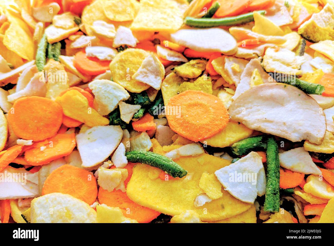 Mixture of dried vegetables. Healthy vegetable chips. Vegan, vegetrian ...