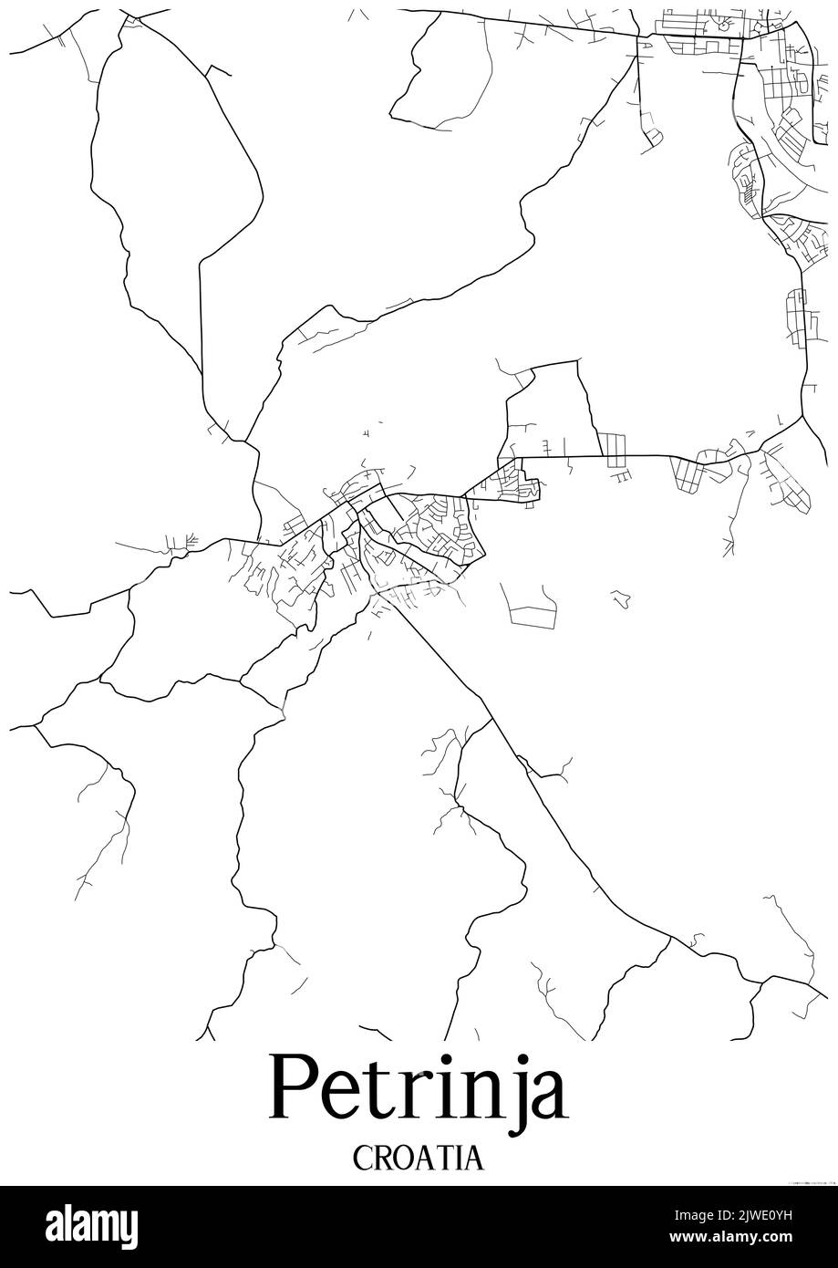 Black and white urban map of petrinja Stock Photo - Alamy