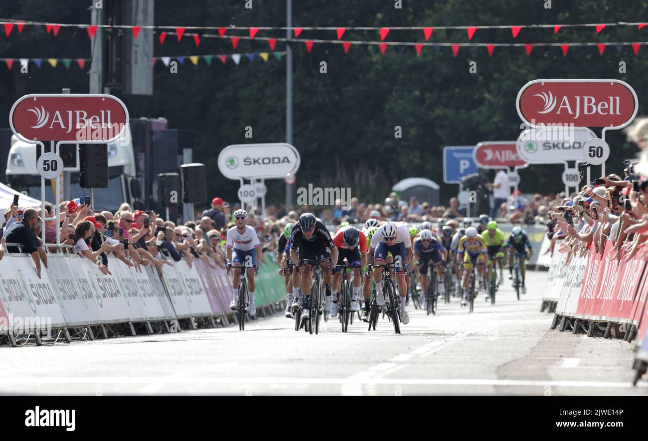 Team DSM's Cees Bol races to the finish line to win stage two of the AJ ...