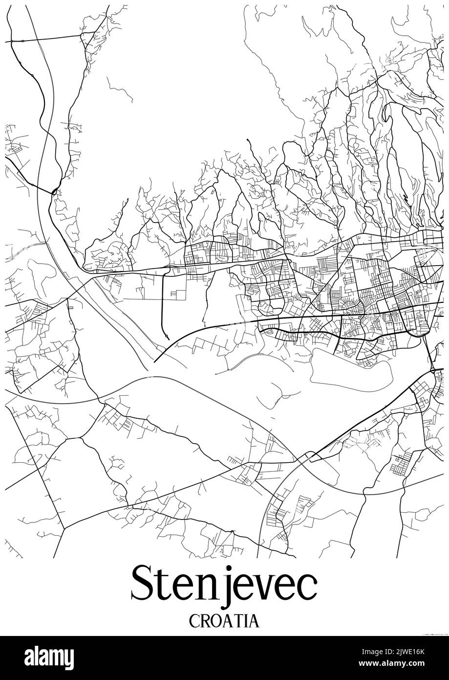 Black and white urban map of stenjevec Stock Photo - Alamy