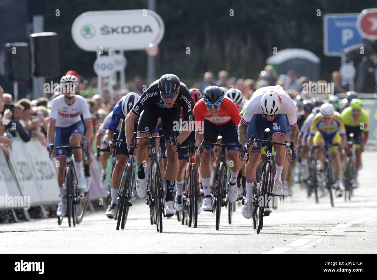 Team DSM's Cees Bol races to the finish line to win stage two of the AJ ...