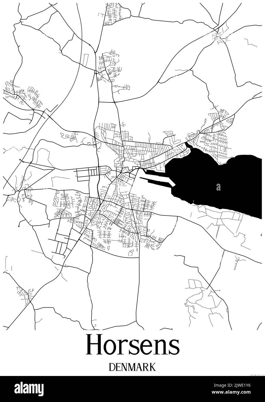 Black and white urban map of horsens Stock Photo - Alamy