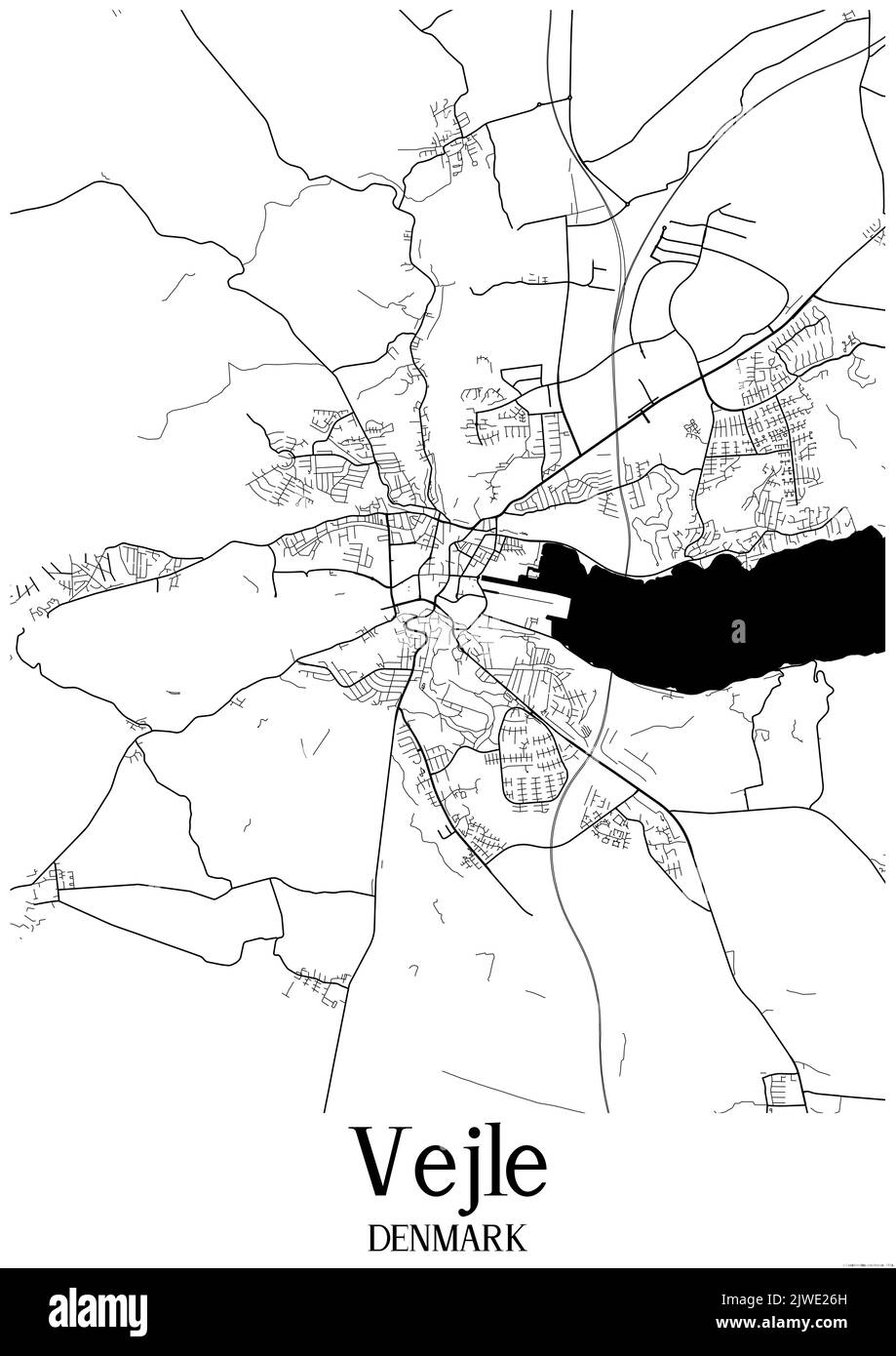 Black and white urban map of veile Stock Photo - Alamy