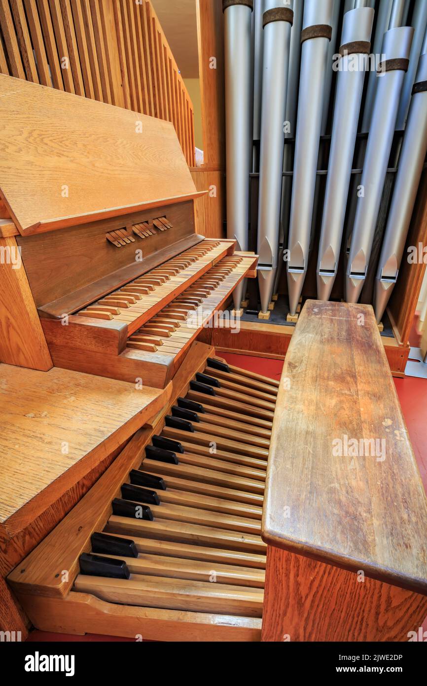 Antique wooden organ with pipes Stock Photo - Alamy