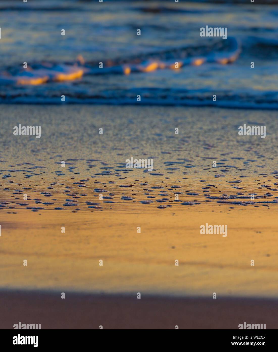 Colorful beach reflection at dawn Stock Photo - Alamy