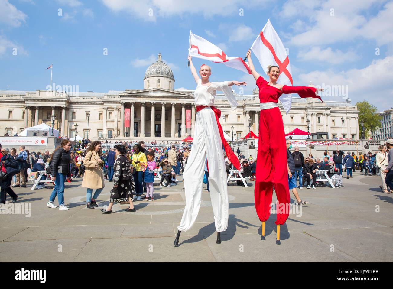 People watch acrobatic performances as they gather for St George’s Day ...