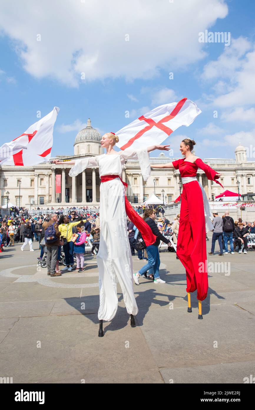 People watch acrobatic performances as they gather for St George’s Day ...