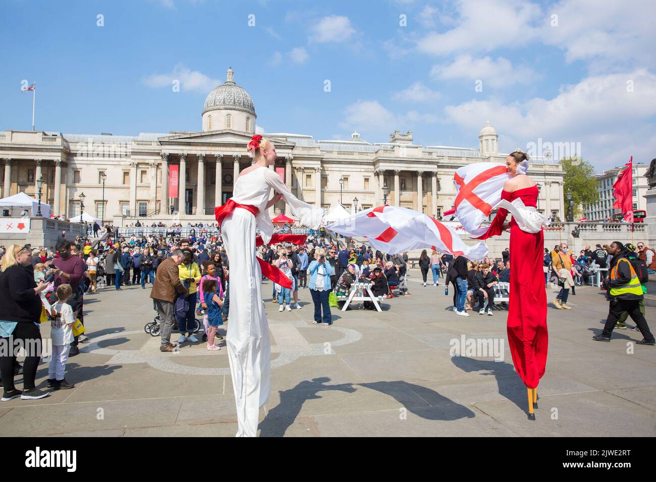 People watch acrobatic performances as they gather for St George’s Day ...