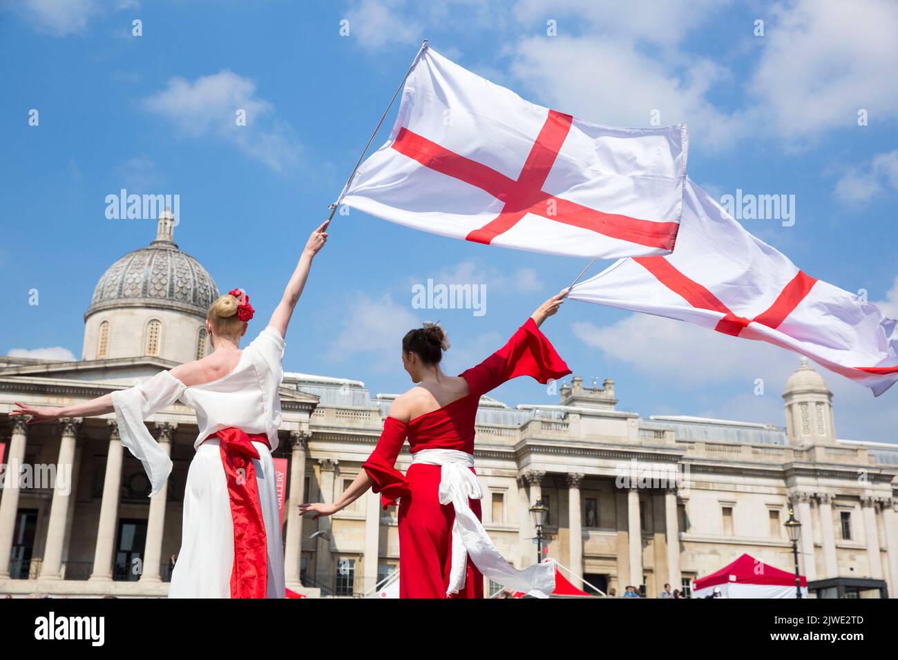 People watch acrobatic performances as they gather for St George’s Day ...