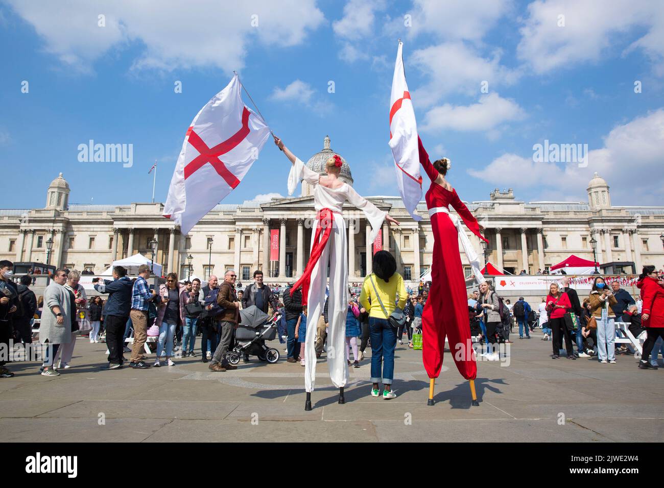 People watch acrobatic performances as they gather for St George’s Day ...