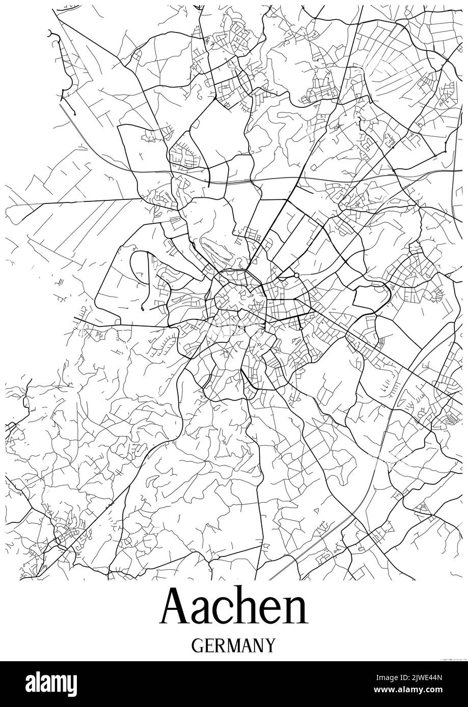 Black and white urban map of aachen Stock Photo - Alamy