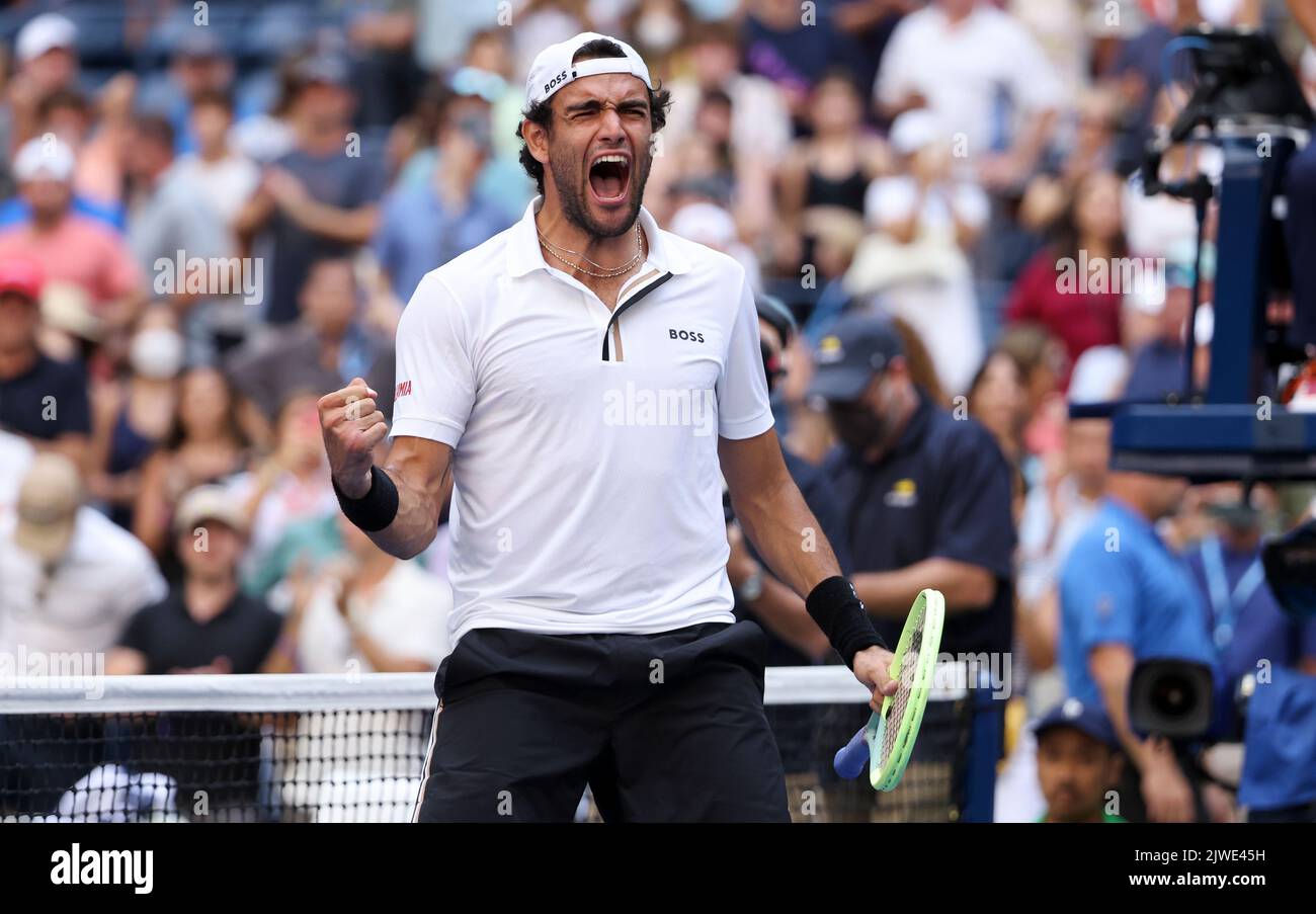 Matteo Berretini of Italy celebrates his victory during day 5 of the US ...