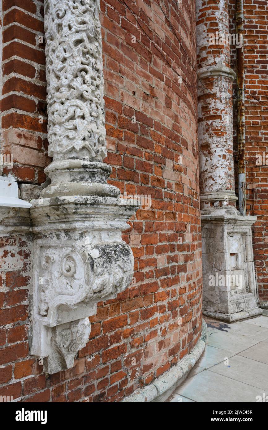 A fragment of brickwork with columns of the Assumption Cathedral of the ...