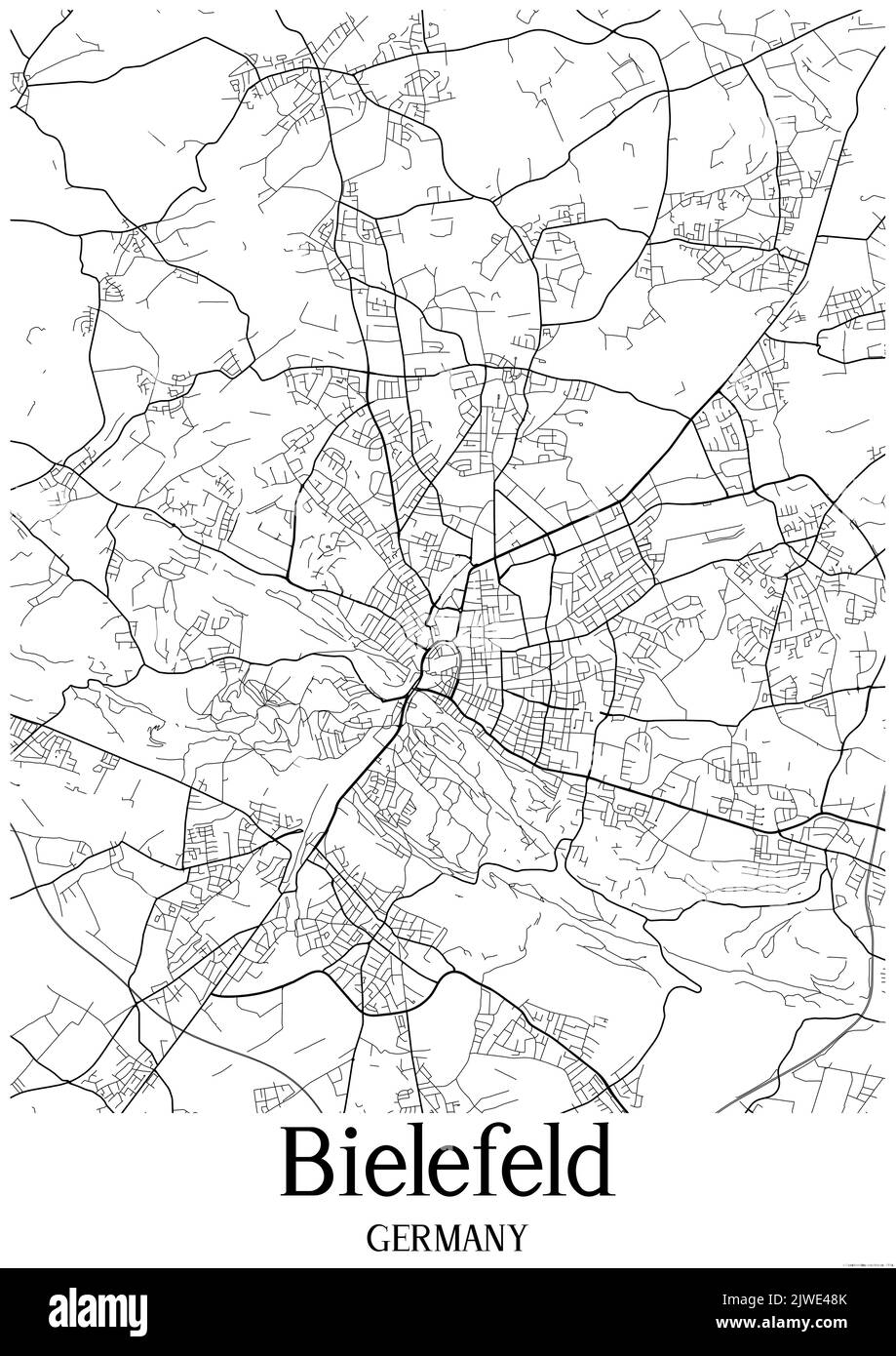 Black and white urban map of bielefeld Stock Photo - Alamy
