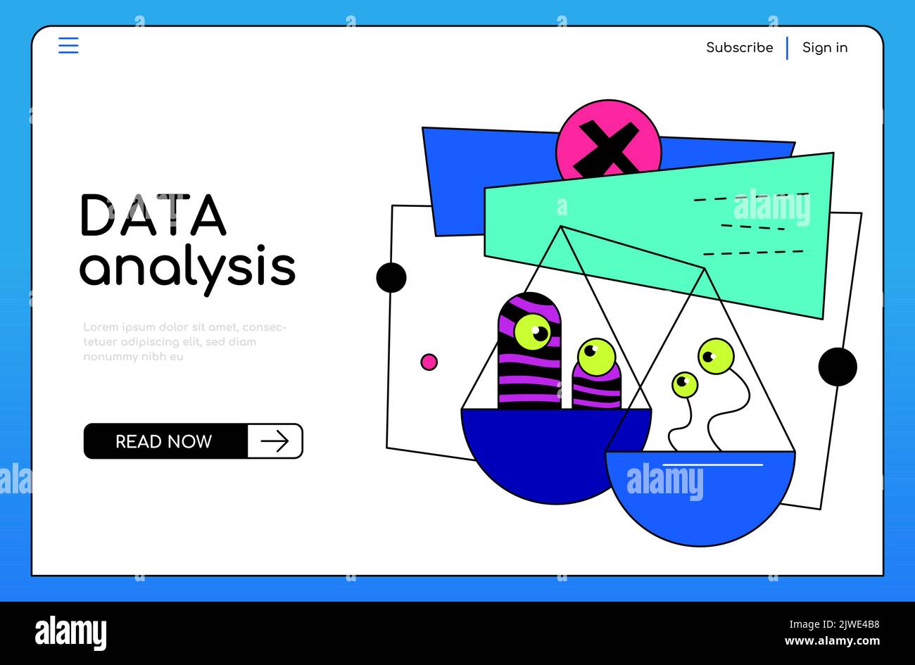 Data analysis and balance - colorful flat design style banner Stock ...
