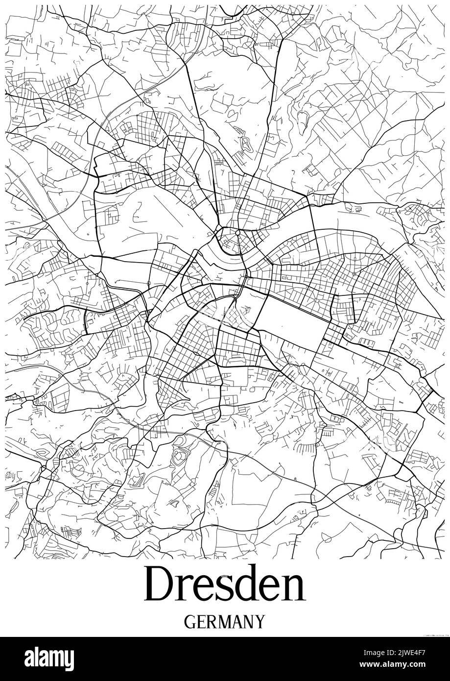 Black and white urban map of dresden Stock Photo - Alamy