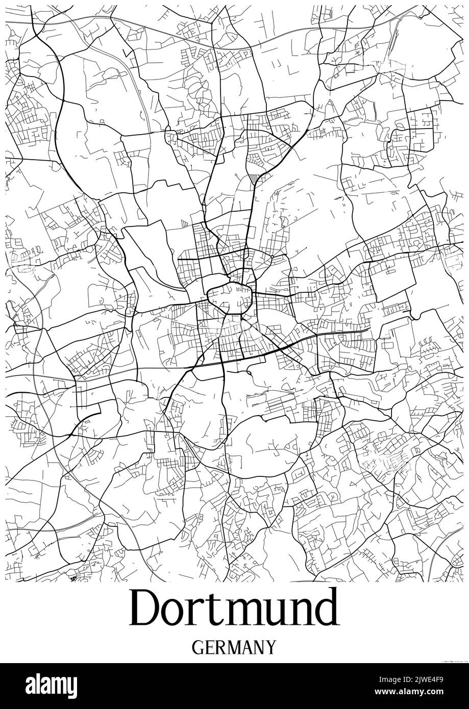 Black and white urban map of dortmund Stock Photo - Alamy