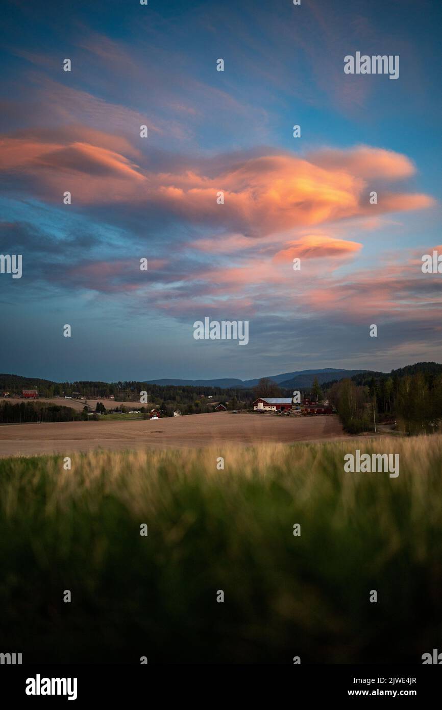 Vertical sunset over farm pink hi-res stock photography and images - Alamy