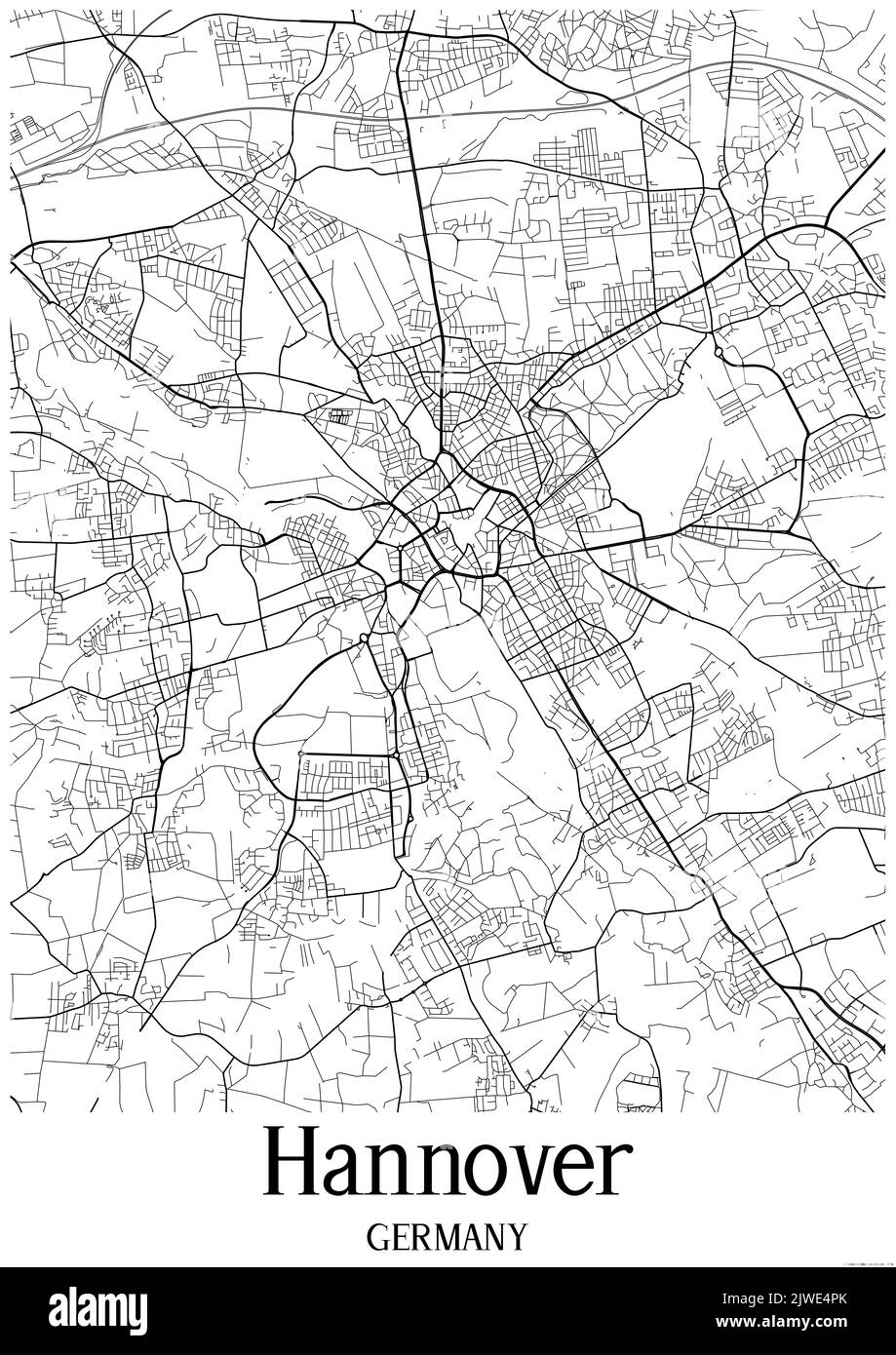 Black and white urban map of hannover Stock Photo - Alamy