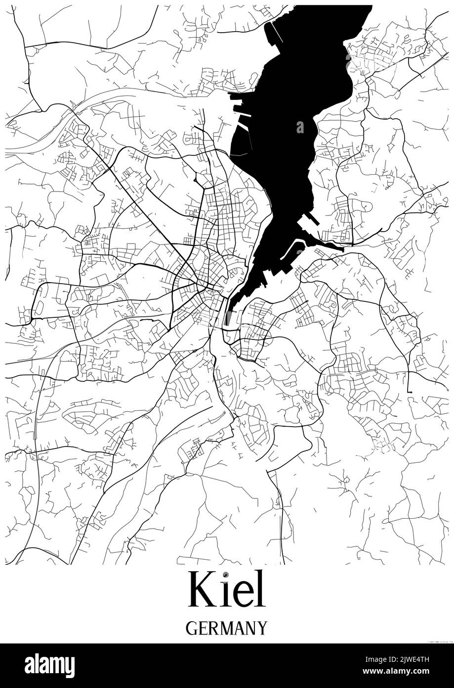 Black and white urban map of kiel Stock Photo - Alamy
